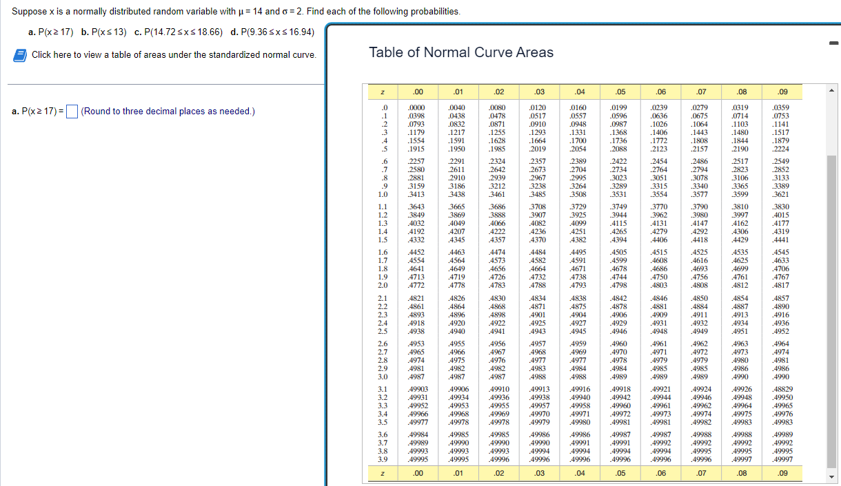 Solved Suppose x is a normally distributed random variable | Chegg.com