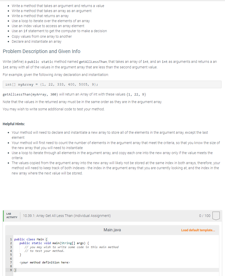 Solved - Write a method that takes an argument and returns a | Chegg.com