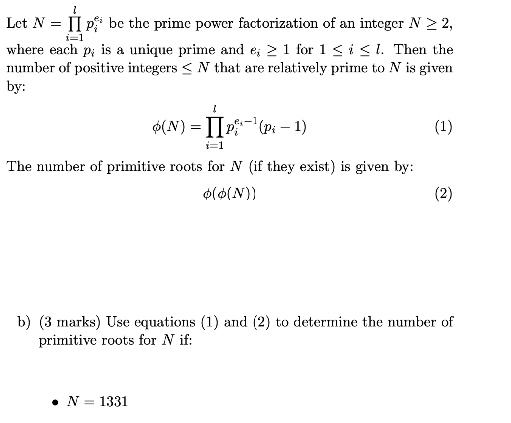 1 = i=1 Let N II per be the prime power factorization | Chegg.com