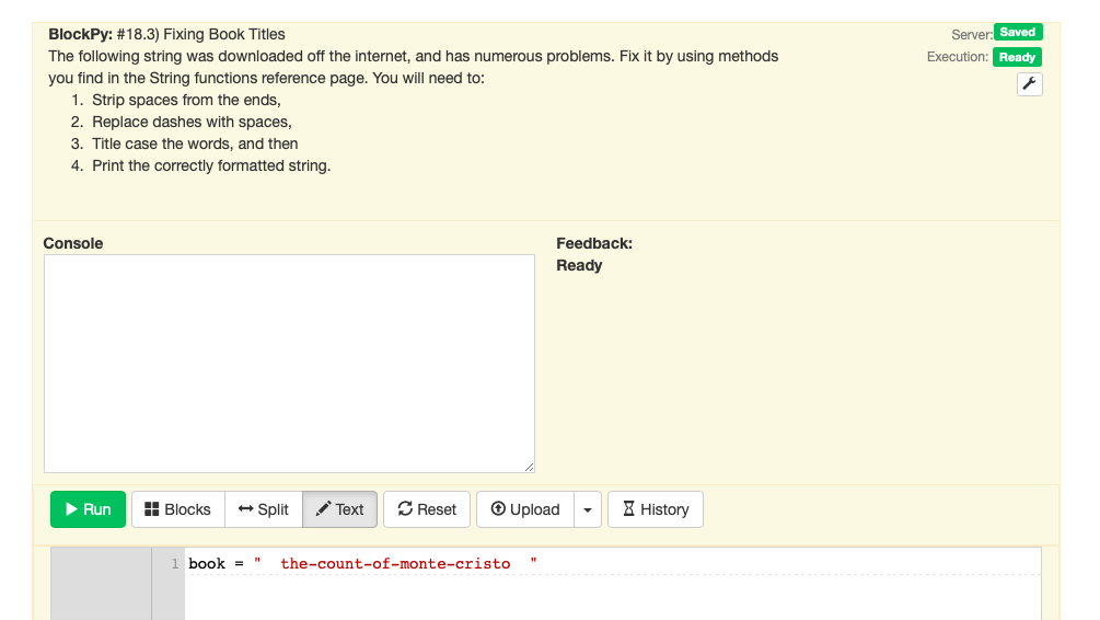 Solved BlockPy: #183) Fixing Book Titles The following | Chegg.com