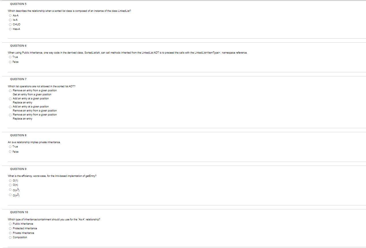 Solved Which describes the relationship when a sorted list | Chegg.com