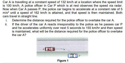 Solved Car A is travelling at a constant speed of 132 km/h | Chegg.com