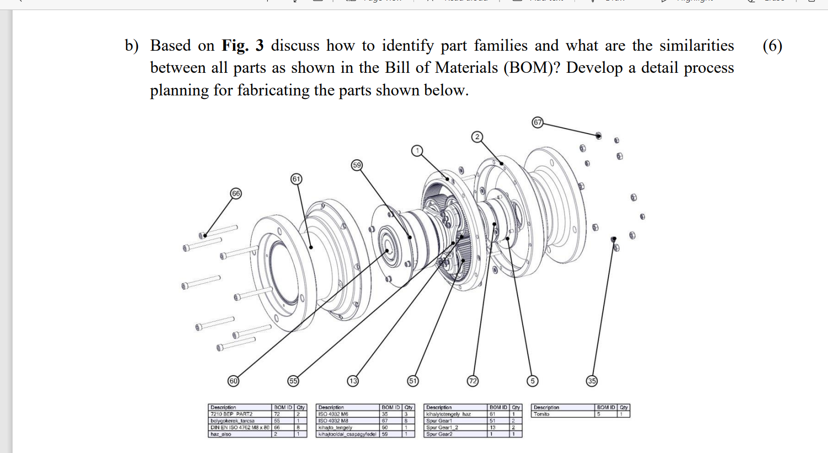 (6) b) Based on Fig. 3 discuss how to identify part | Chegg.com