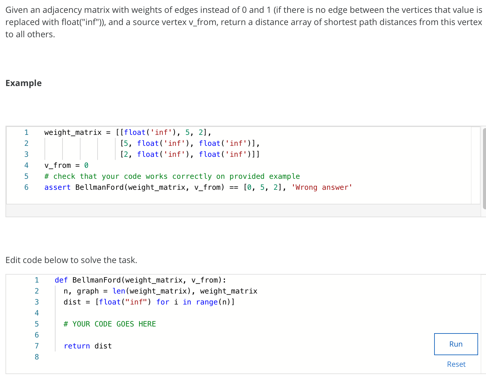 Given an adjacency matrix with weights of edges | Chegg.com