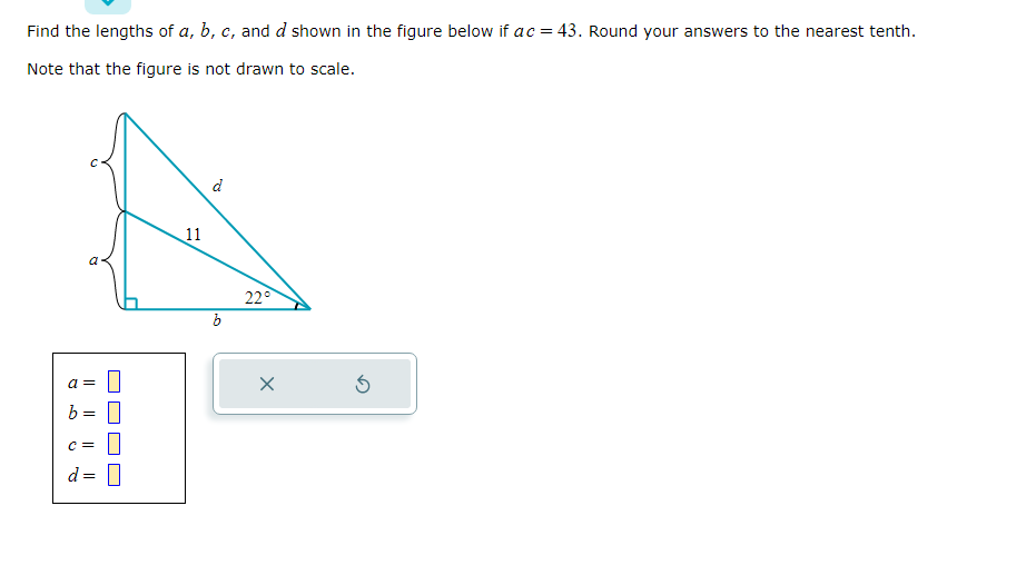 Solved Find the lengths of a,b,c, and d shown in the figure | Chegg.com