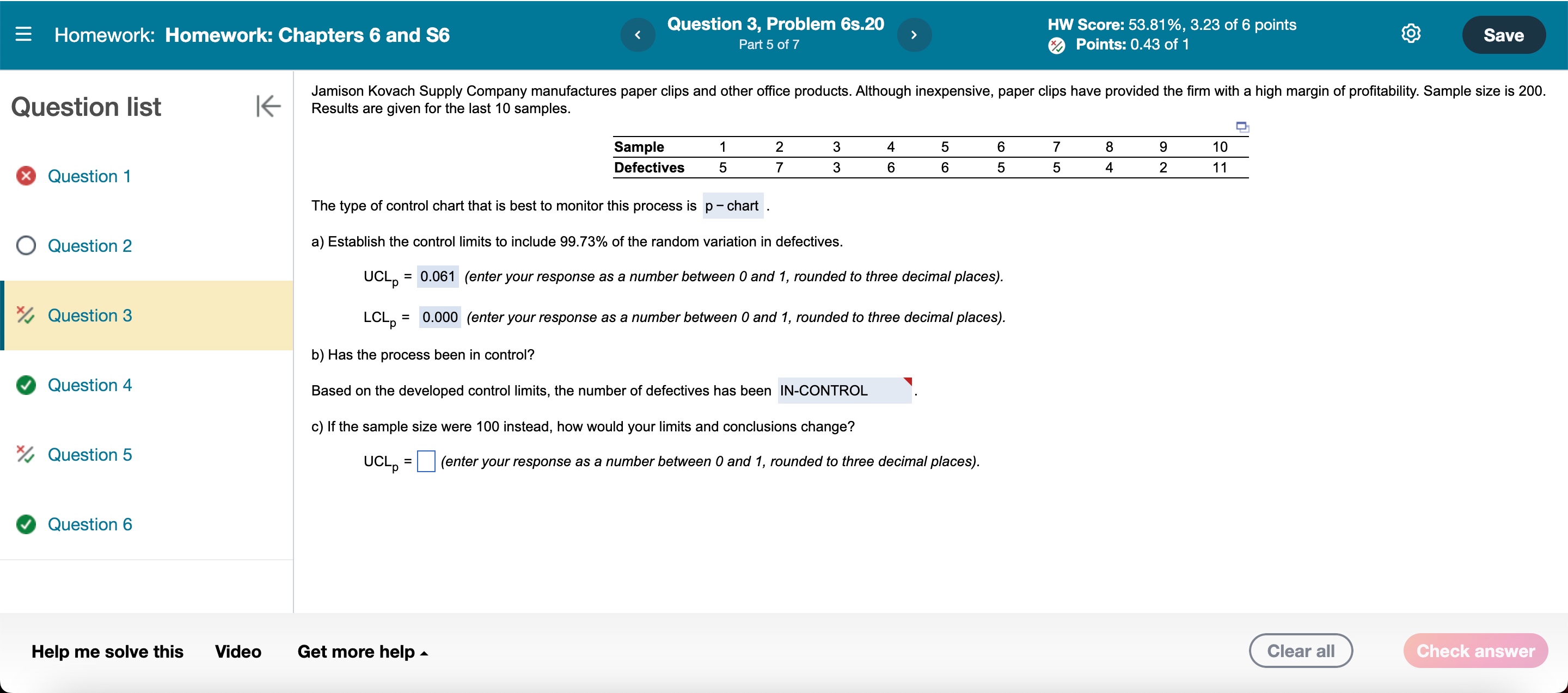 Solved The type of control chart that is best to monitor | Chegg.com