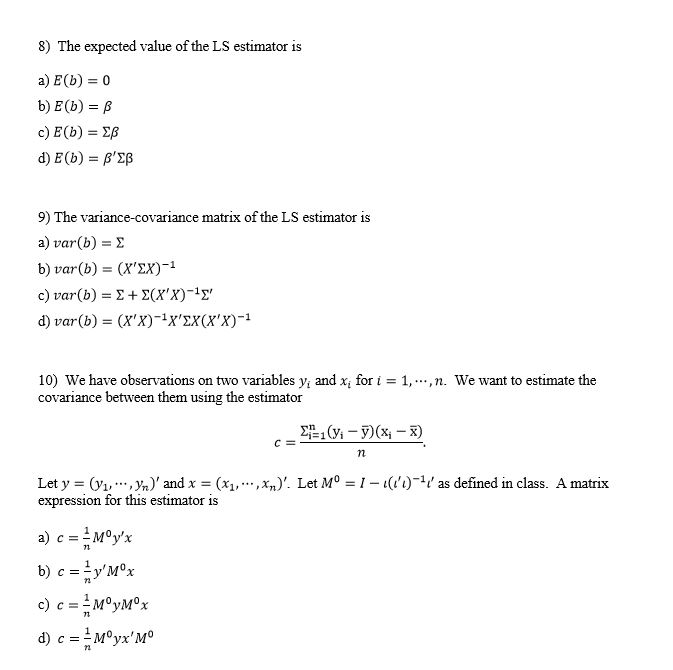 Solved Consider a linear regression model y = XB + where we | Chegg.com