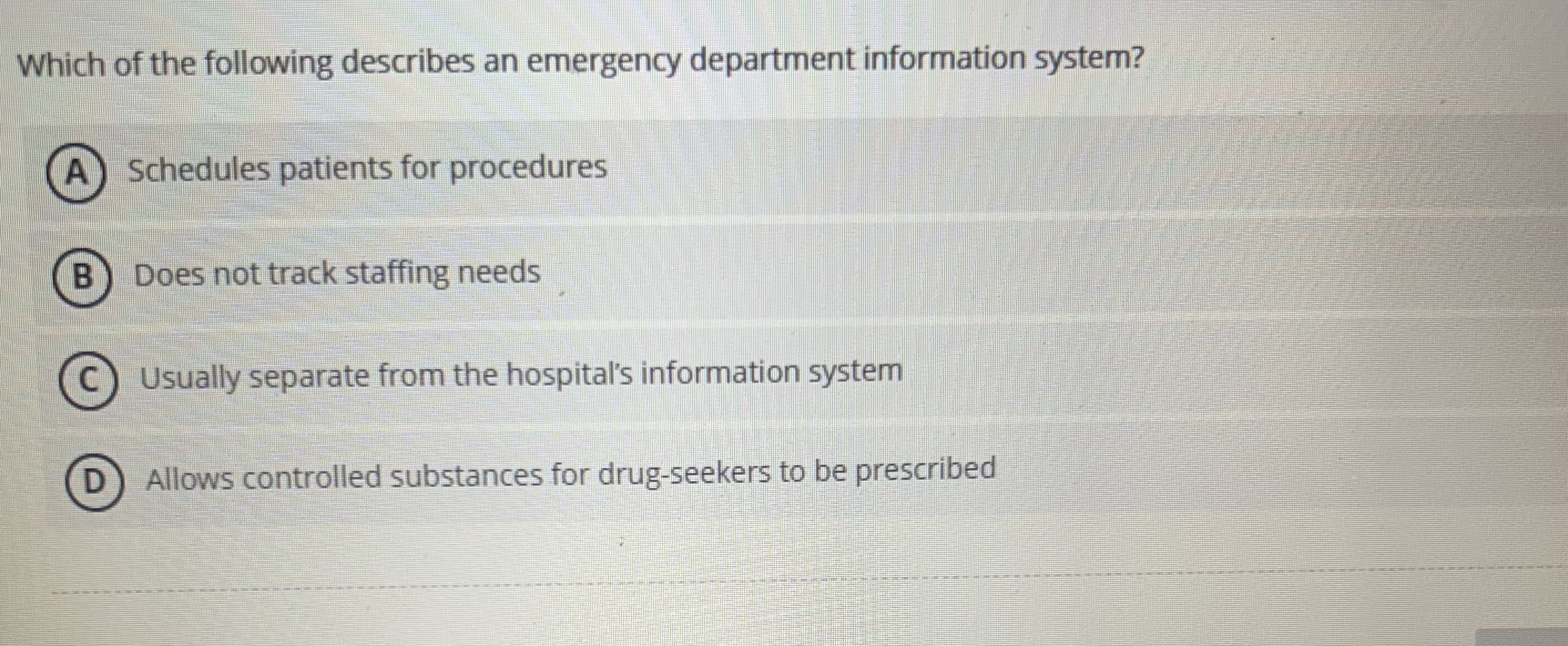 Solved Which of the following describes an emergency | Chegg.com