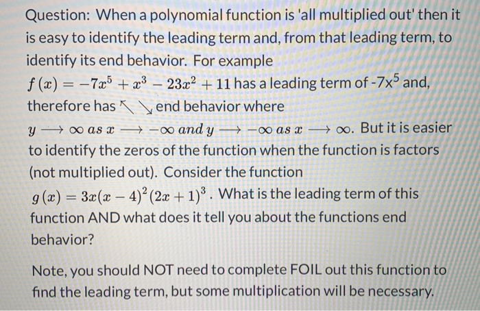 Solved . Question: When a polynomial function is 'all | Chegg.com
