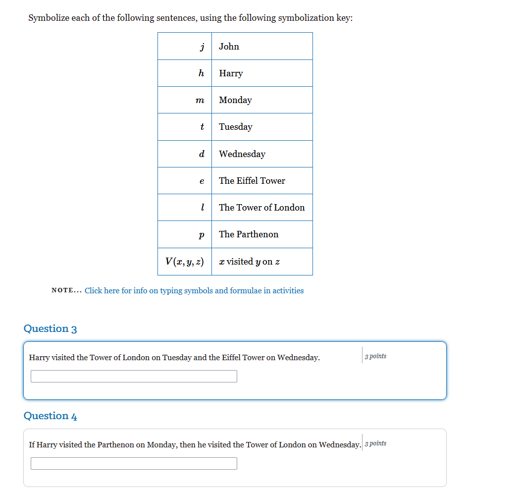 Solved Symbolize each of the following sentences, using the | Chegg.com