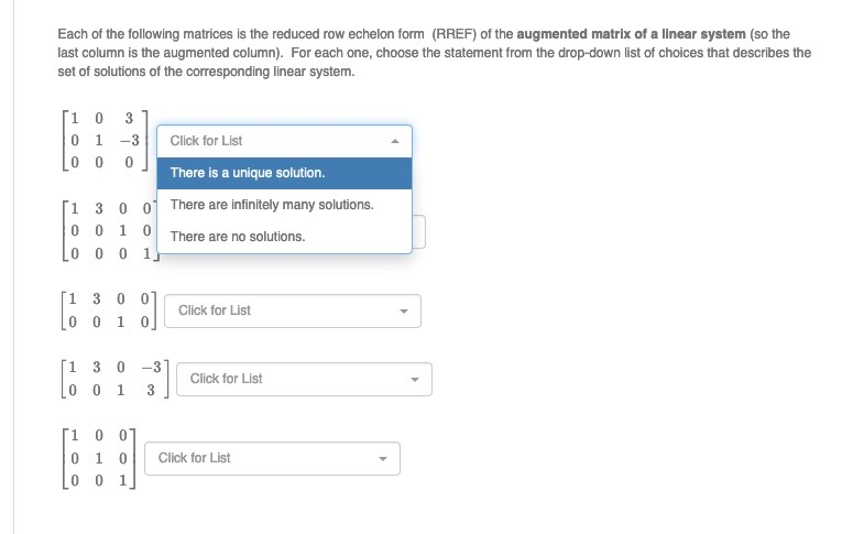 Solved Each of the following matrices is the reduced row | Chegg.com