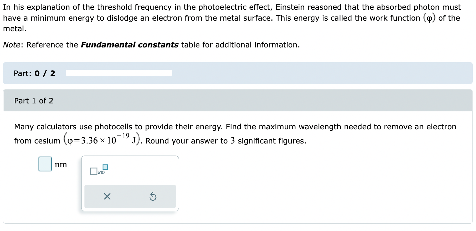 Solved In his explanation of the threshold frequency in the | Chegg.com