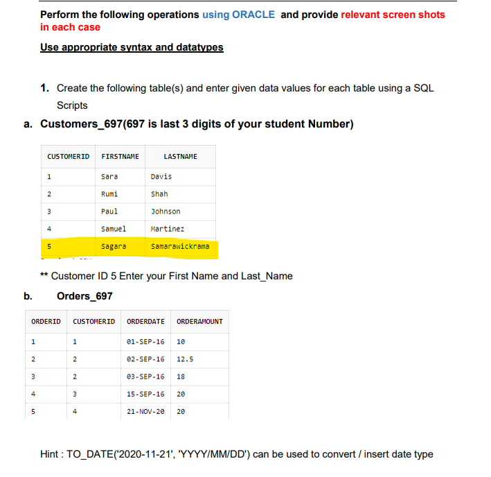 Solved Perform the following operations using ORACLE and | Chegg.com