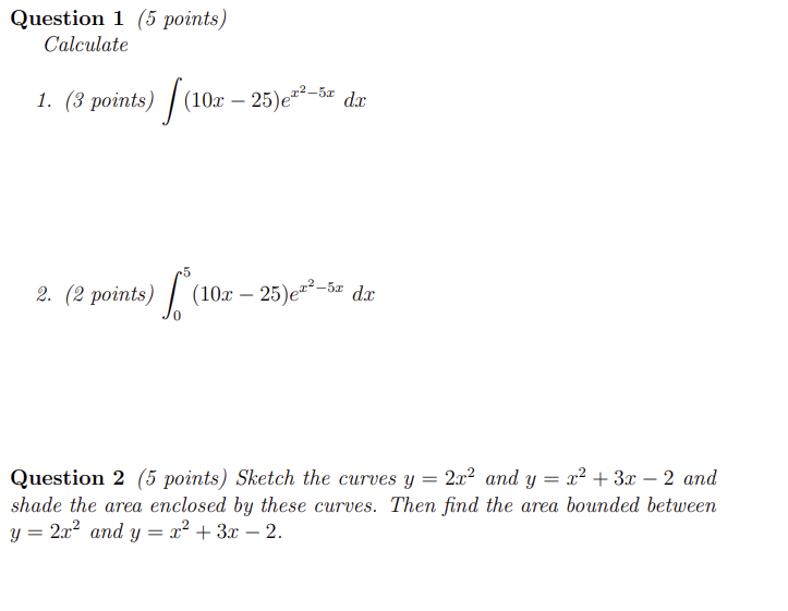 Solved Question 1 (5 points) Calculate 1. (3 points) | Chegg.com