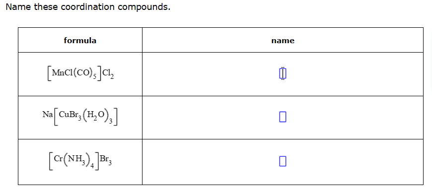 Solved Name these coordination compounds. | Chegg.com