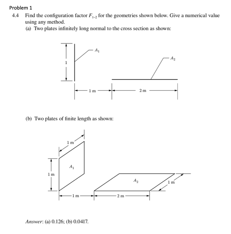 Solved Problem 1 4.4 Find the configuration factor F-2 for | Chegg.com