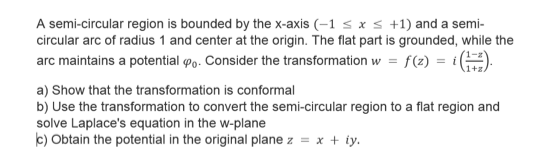 Solved A semi-circular region is bounded by the x-axis (-1 5 | Chegg.com