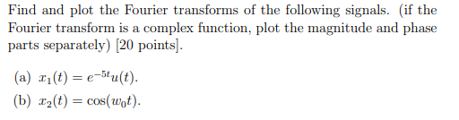 Solved Find and plot the Fourier transforms of the following | Chegg.com