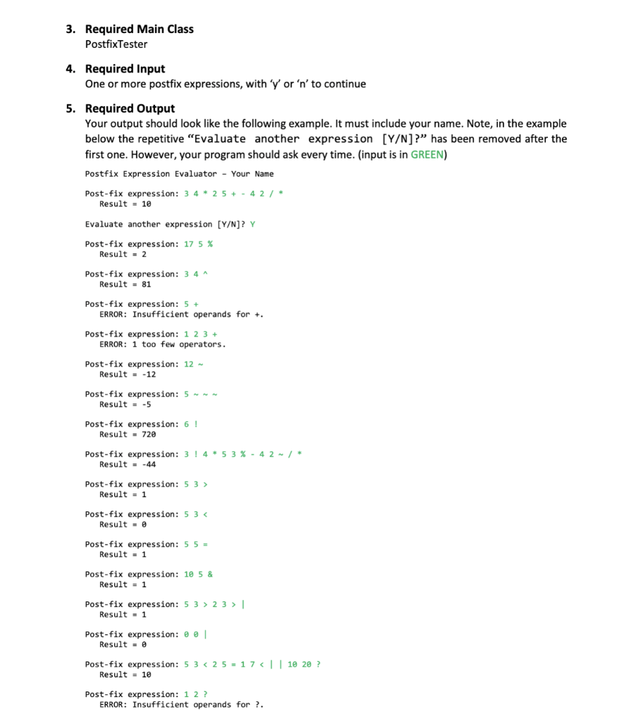Solved Enhanced Postfix Evaluator 1. Problem Description In | Chegg.com