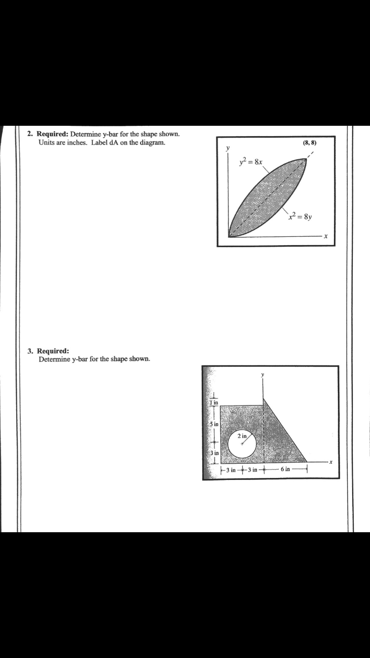 Solved 2. Required: Determine y-bar for the shape shown. | Chegg.com