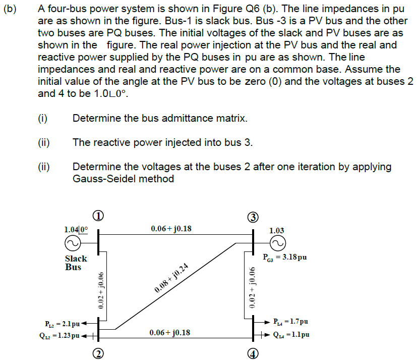 (b) A four-bus power system is shown in Figure Q6 | Chegg.com