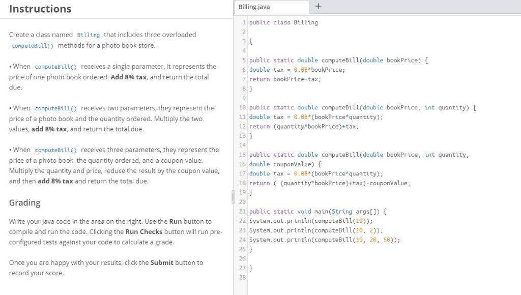 Solved Billing.java Instructions 1 public class Billing | Chegg.com