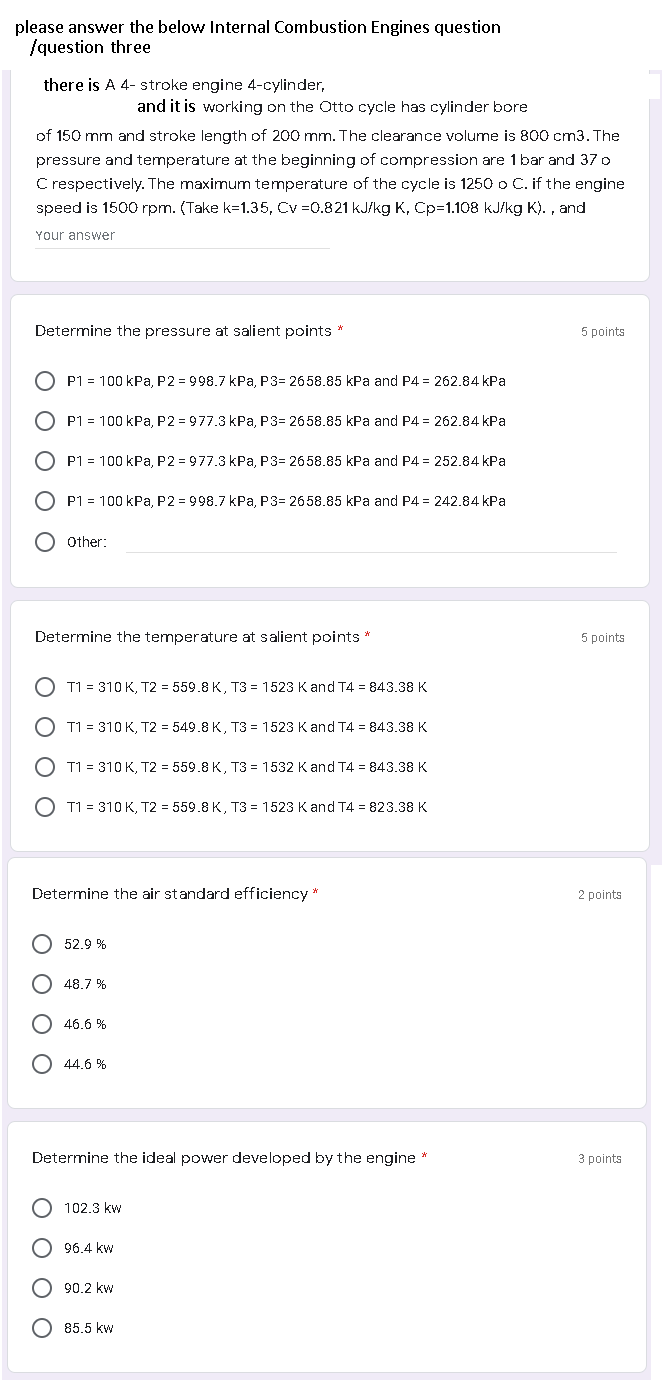 Solved please answer the below Internal Combustion Engines | Chegg.com