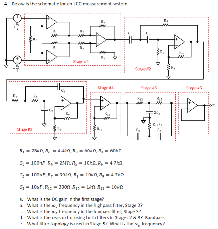 4. Below is the schematic for an ECG measurement | Chegg.com
