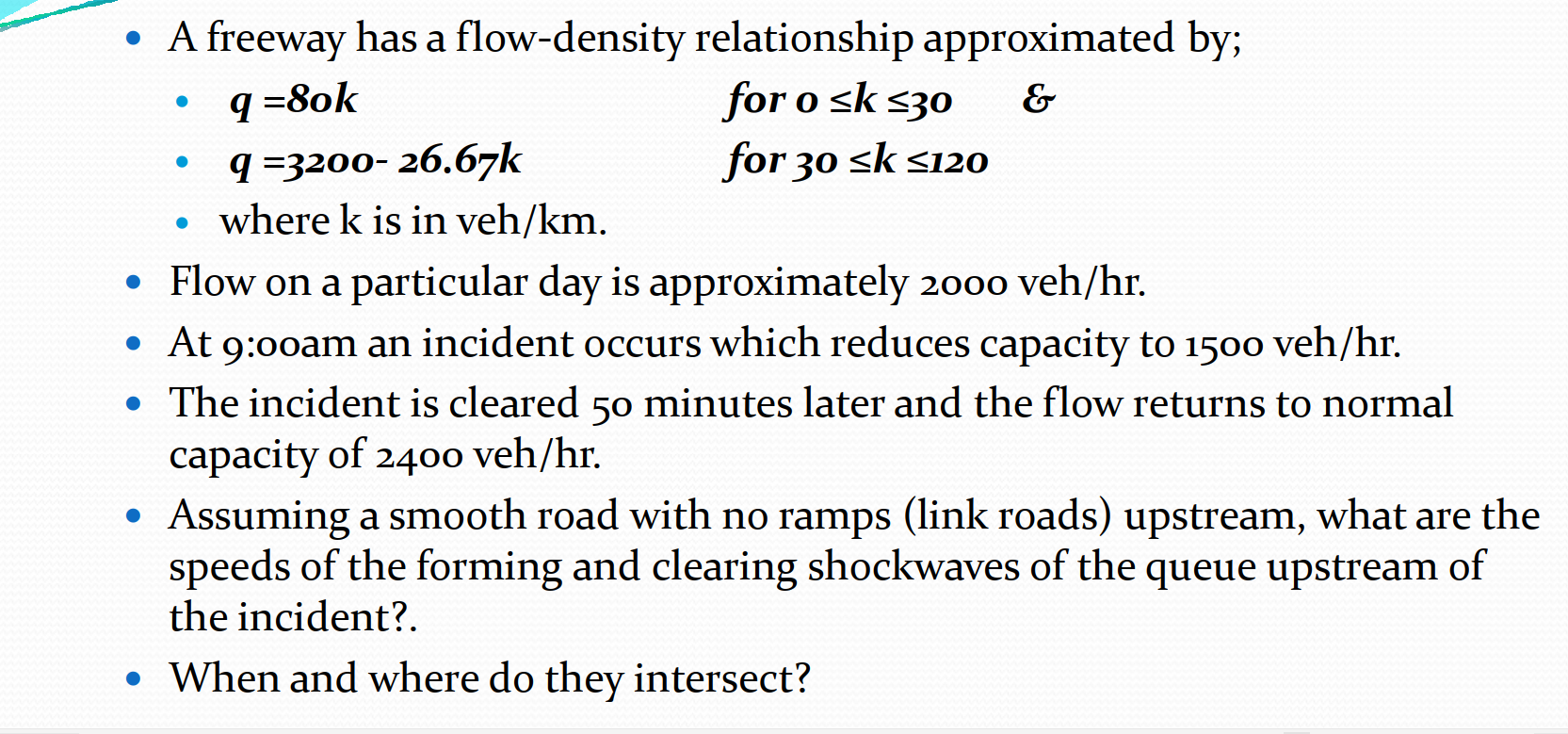 Solved • A freeway has a flow-density relationship | Chegg.com