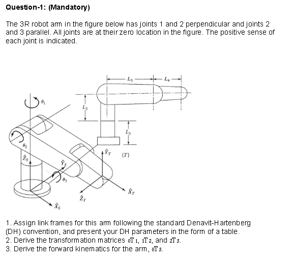 Solved The 3R robot am in the figure below has joints 1 and | Chegg.com