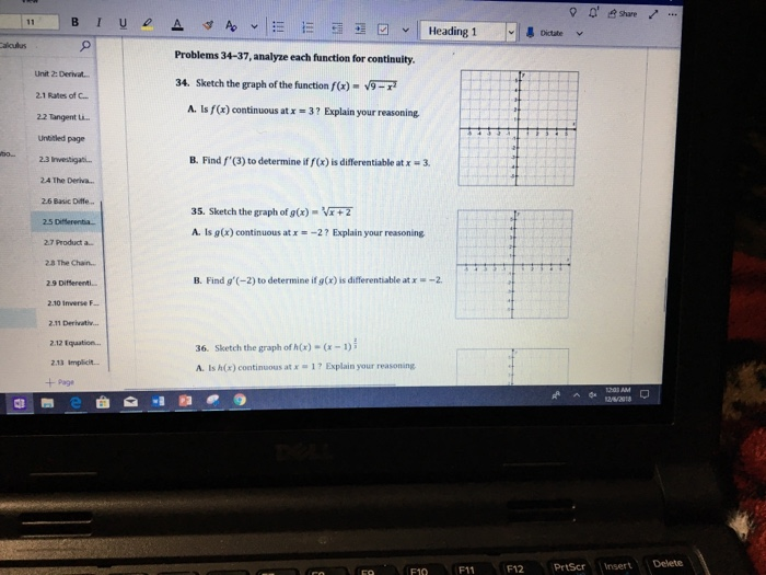 Solved 2.5 Differentiability and Continuity Homework Name | Chegg.com
