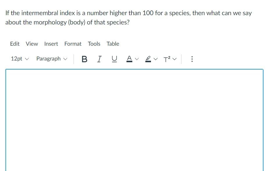 Solved If the intermembral index is a number higher than 100 | Chegg.com