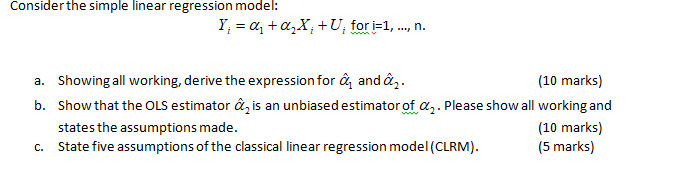 Consider the simple linear regression model: | Chegg.com