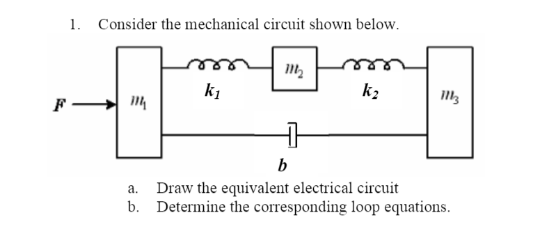Solved 1. Consider the mechanical circuit shown below. M2 mo | Chegg.com