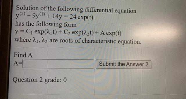 Solved Solution of the following differential equation | Chegg.com