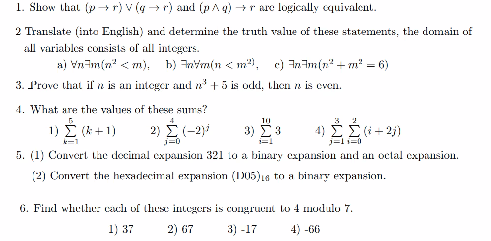 Solved 十 1. Show that (p +r) V (q + r) and (p19) r are | Chegg.com