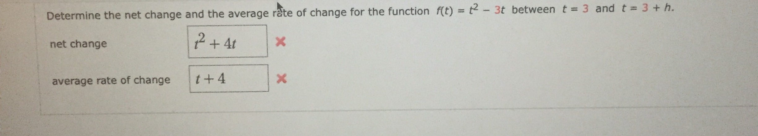 Solved Determine the net change and the average rate of | Chegg.com