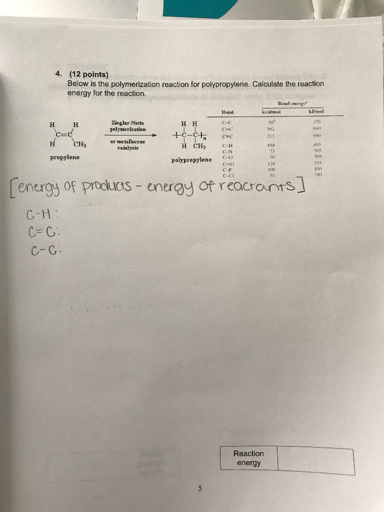 4. (12 points) Below is the polymerization reaction | Chegg.com