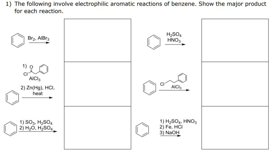 Solved 1) The following involve electrophilic aromatic | Chegg.com