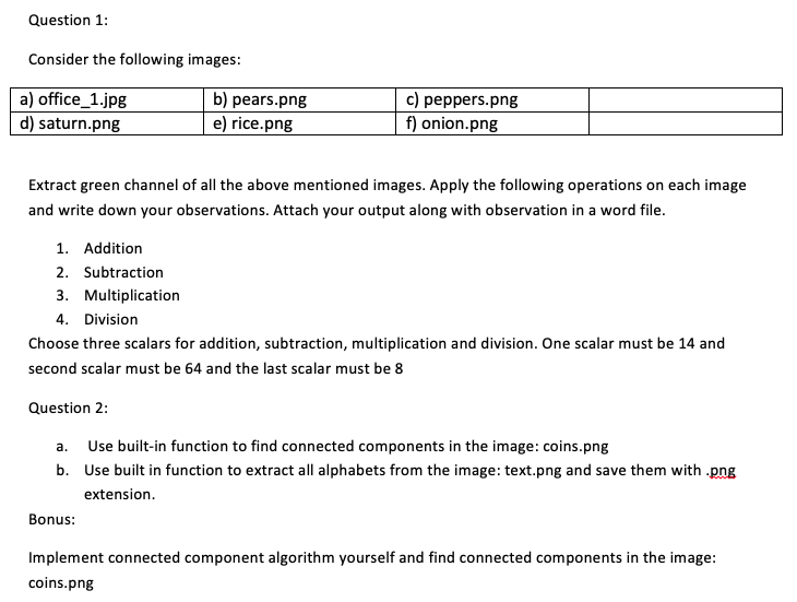 Solved Question 1: Consider the following images: a) | Chegg.com