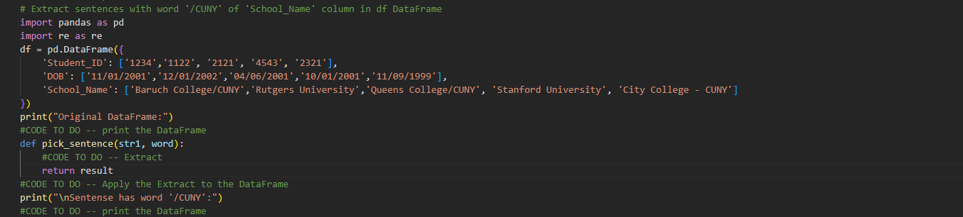 Solved # Extract sentences with word '/CUNY' of | Chegg.com