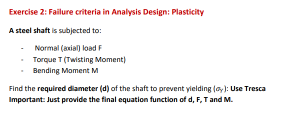 Solved Exercise 2: Failure criteria in Analysis Design: | Chegg.com