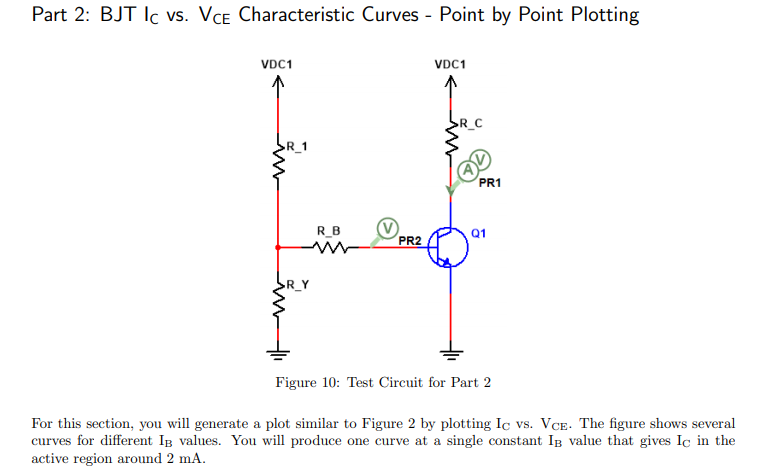 Solved Part 2: BJT Ic vs. Vce Characteristic Curves - Point | Chegg.com