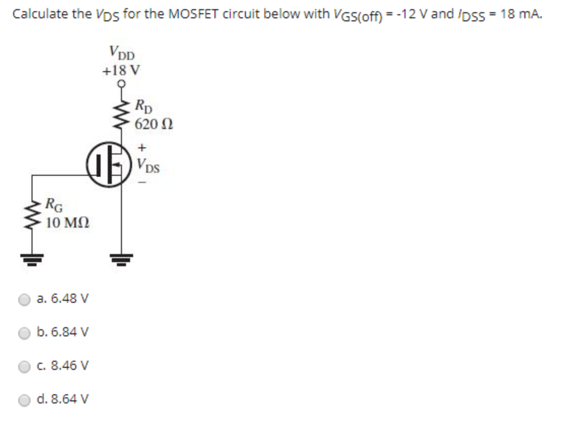 Solved Calculate the Vos for the MOSFET circuit below with | Chegg.com