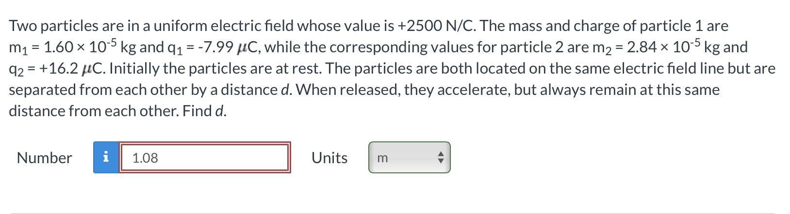 Solved Two particles are in a uniform electric field whose | Chegg.com