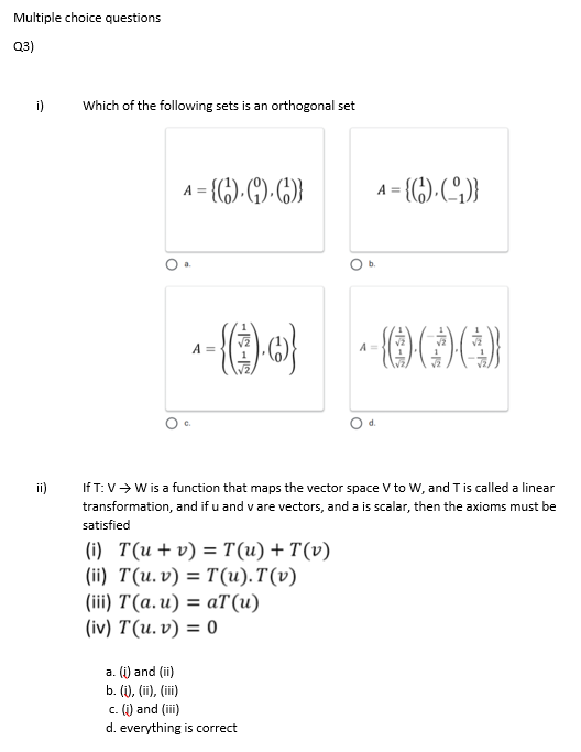 Solved Multiple choice questions Q3) i) Which of the | Chegg.com