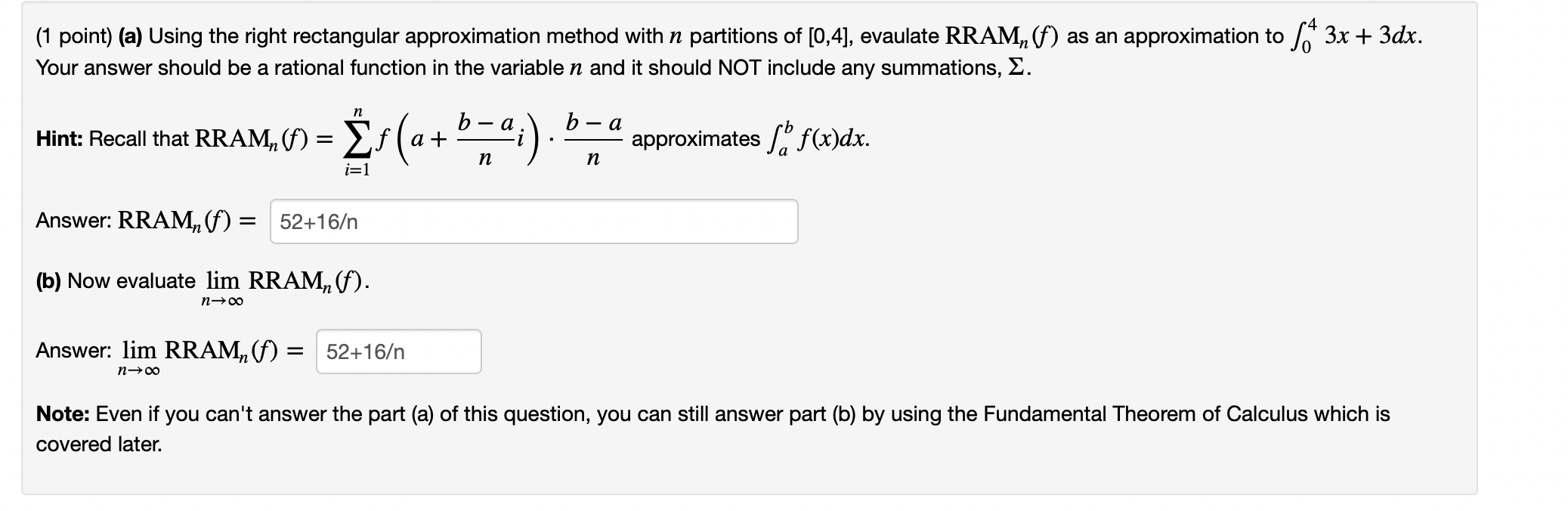 Solved (1 point) (a) Using the right rectangular | Chegg.com