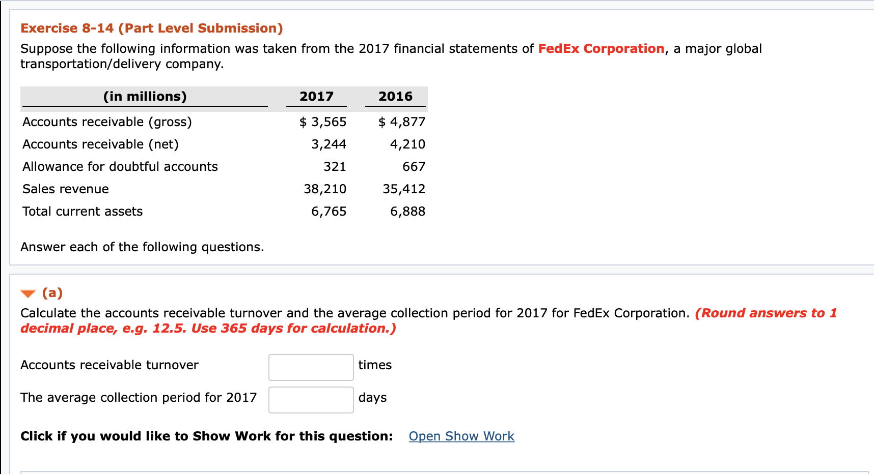 Solved Exercise 8-14 (Part Level Submission) Suppose the | Chegg.com