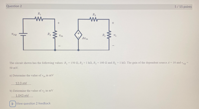 Solved The circuit shown has the following values: | Chegg.com