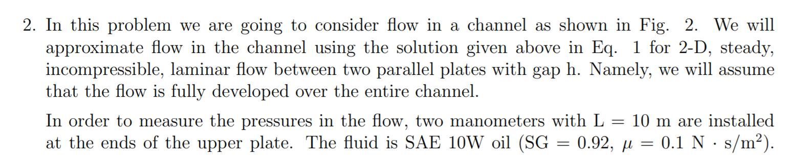 Solved 2. In this problem we are going to consider flow in a | Chegg.com